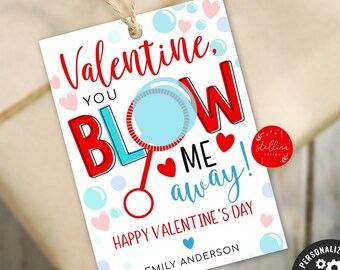 Valentine Bubble Tags, You Blow Me Away Valentine Gift Tag, Gift ...