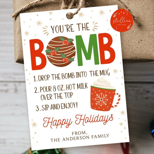 Christmas Appreciation Gift Tag You're the Bomb Teacher - Etsy