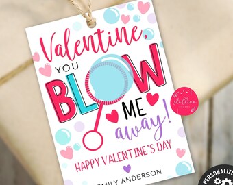 Valentine Bubble Tags, You Blow Me Away Valentine Gift Tag, Gift ...
