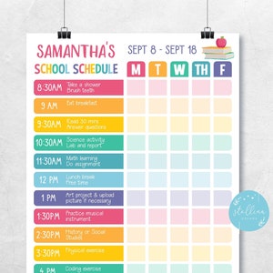 Editable Home School Schedule, Daily Weekly Subject Checklist, Homework ...