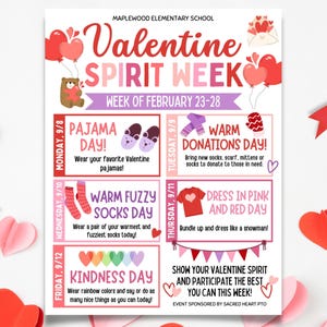 Valentine School Spirit Week Itinerary | Daily Schedule Planner | PTA ...