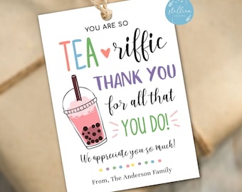 Iced Tea Gift Tags, You're Tea-riffic Appreciation Tag, Classroom ...