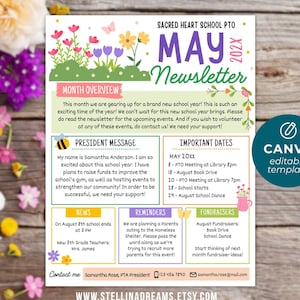 Editable May PTO PTA Newsletter Flyer, Classroom Printable Handout ...
