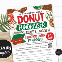 Editable Donut Fundraiser Flyer Template, School Fundraising (canva ...