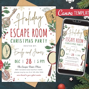 Editable Holiday Escape Room Invitation Christmas Party Invitation ...
