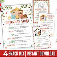 Dye-free Nativity Story Snack Mix Topper, Christmas Story Snack Mix ...