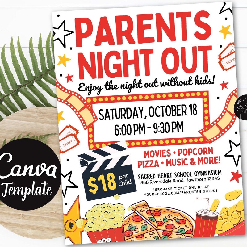 Parents Night Out Flyers - Etsy