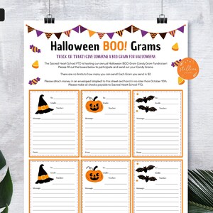 Halloween Candy Gram Flyer, Boo Grams, School Fundraiser Template, Fall ...