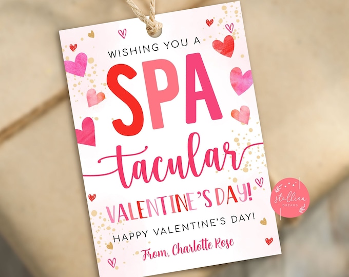 Editable Valentine Spa Gift Tags, Nail Polish Mask Lip Gloss Girl ...