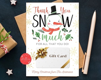 EDITABLE Christmas Thank You Snow Much Gift Card Holder, Printable ...
