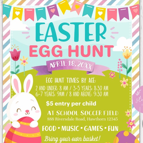Easter Egg Hunt Flyer Printable Invite Easter Party - Etsy