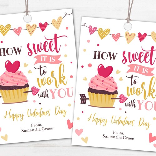 Printable/editable How Sweet It is to Work With You Valentines - Etsy