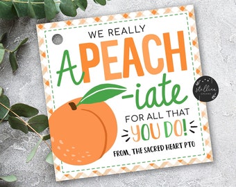 Peach Appreciation Gift Tags, Fruit Treat Label, Thank You Appreciation ...