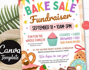 EDITABLE Bake Sale Flyer, Printable PTA, PTO Flyer, School Family ...