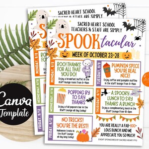 Editable Halloween Teacher Appreciation Week Flyer, Staff Employee ...