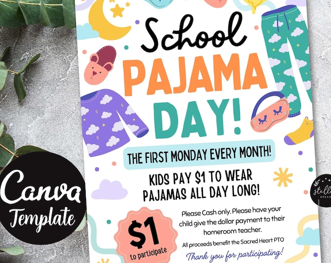 Pyjama Day Printable Banner Cushion Design Set for Daycare ...