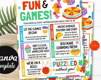 Teacher Appreciation Week Itinerary, Thanks for Making Learning Fun and ...
