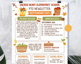 October PTO PTA Newsletter Flyer, Halloween Printable Handout, School ...