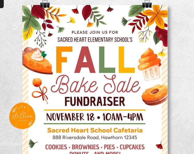EDITABLE Fall Bake Sale Flyer, Festival Fall Harvest Flyer/poster ...