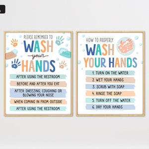 INSTANT DOWNLOAD Hand Washing Posters, Health Safety Prevention Posters ...