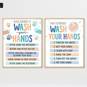 Wash Your Hands Poster, Hand Washing Printable Poster for Kids ...
