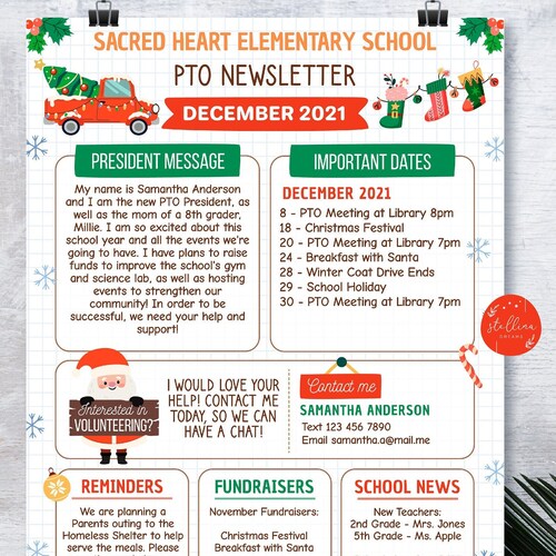 Teacher Newsletter PTO PTA Newsletter Flyer Printable - Etsy