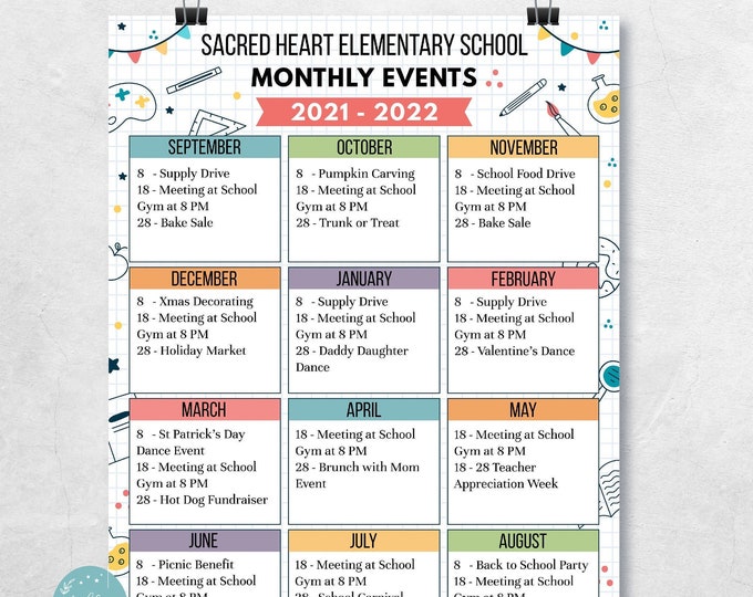 EDITABLE Monthly PTO PTA Flyer Printable Handout, School Year ...