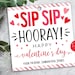 EDITABLE Valentine Gift Tags, Sip Sip Hooray Crazy Straw Tag Wine Juice ...