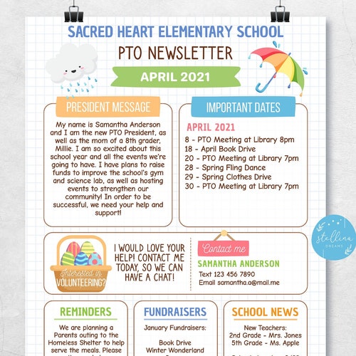 Editable January PTO PTA Newsletter Flyer Printable School - Etsy