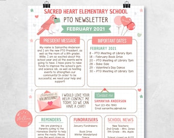 Editable February PTO PTA Newsletter Flyer Printable School - Etsy