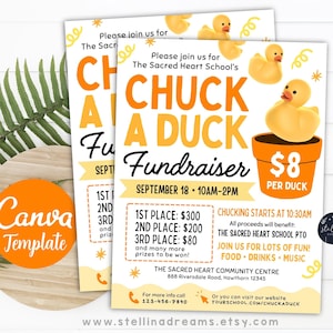Chuck a Duck Fundraiser Flyer: Editable Canva Template, Duck Throwing ...