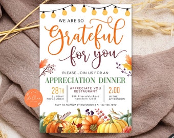Fall Appreciation Invitation Grateful for You Teacher Staff Invitation ...