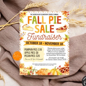 EDITABLE Fall Pie Fundraiser, Thanksgiving Pie Fundraiser Flyer ...
