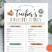 EDITABLE Teacher Favorites Survey, Printable Back to School ...
