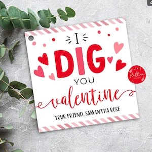 EDITABLE Valentines Gift Tag, I Dig You Valentine Tags, Shovel ...