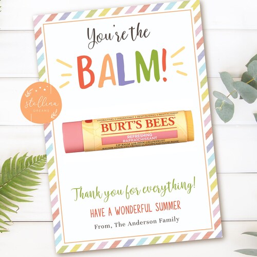 Appreciation Gift Tag Thank You You're the Balm Teacher - Etsy