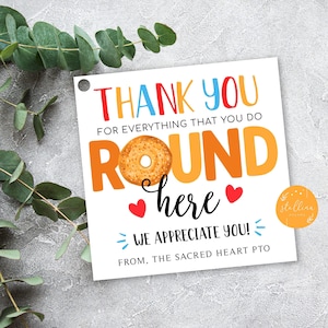 EDITABLE Bagel Gift Tag, Appreciation Gift Teacher Staff Employee ...