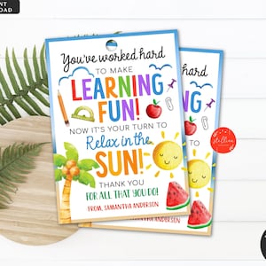 School's Out Summer is Here Teacher Thank You Tags, Teacher ...
