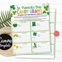 Editable St. Patrick's Day Candy Gram Fundraiser Flyer Template | St ...