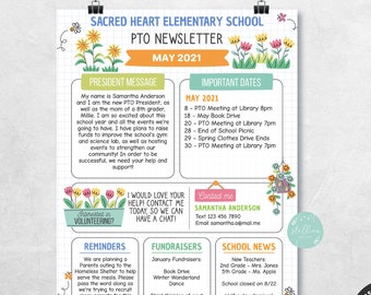 Editable June PTO PTA Newsletter Flyer Printable School Year - Etsy