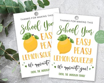 Lemons Gift Tag, Thanks You Easy Peasy Lemon Squeezy, Appreciation Week ...