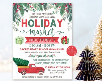 EDITABLE Holiday Market Flyer Christmas Craft Show Invitation ...