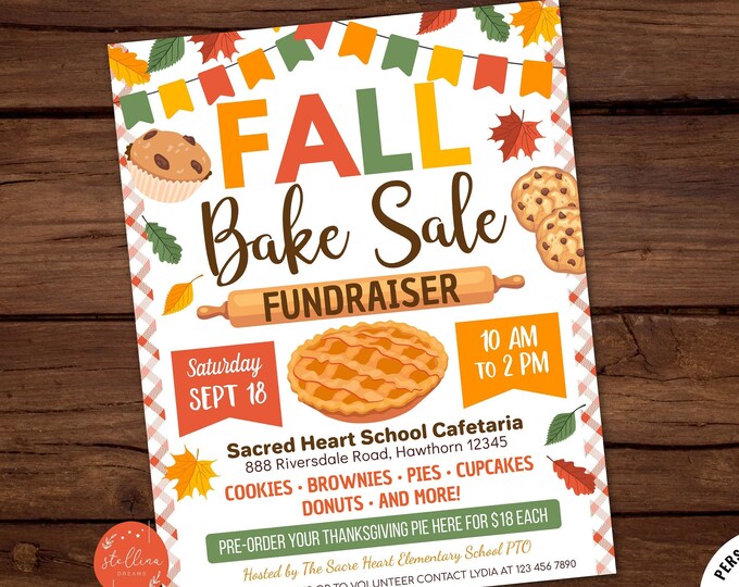 EDITABLE Fall Bake Sale Flyer, Festival Fall Harvest Flyer/poster ...