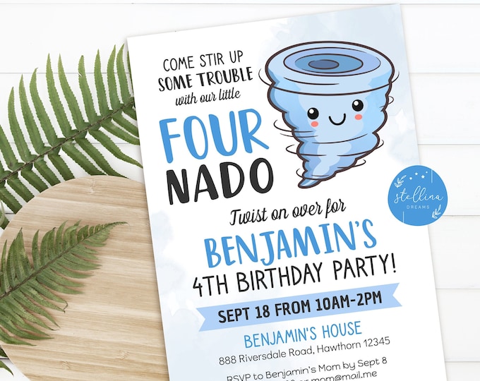 EDITABLE Tornado Birthday Party Invitation, Storm Chaser Fourth ...