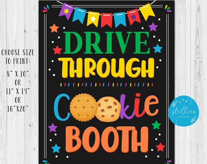 Drive Thru Cookie Booth Sign Printable, Stop Cookies for Sale, Cookie ...