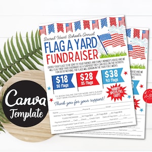 Editable Flag A Yard Fundraiser Flyer, Printable Invite Summer ...