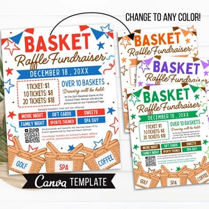 Basket Raffle Fundraiser Flyer: Editable Canva Template (digital) - Etsy