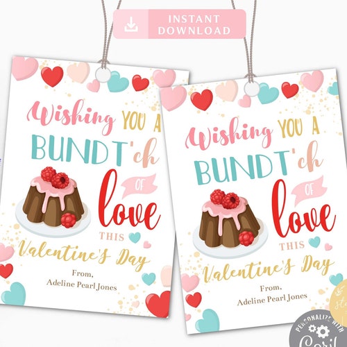 Valentine's Day Bundt Cake Gift Tags Staff Teacher | Etsy