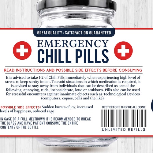 EDITABLE Chill Pills Label Funny Gag Gift Professional Office - Etsy