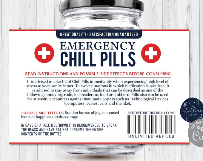 Editable Chill Pills Label: Funny Gag Gift (printable Label) - Etsy Canada